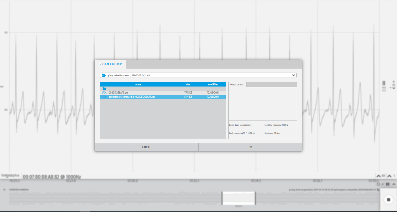 How to view Biosignals Studio (Mobile) recordings in OpenSignals (Desktop)?